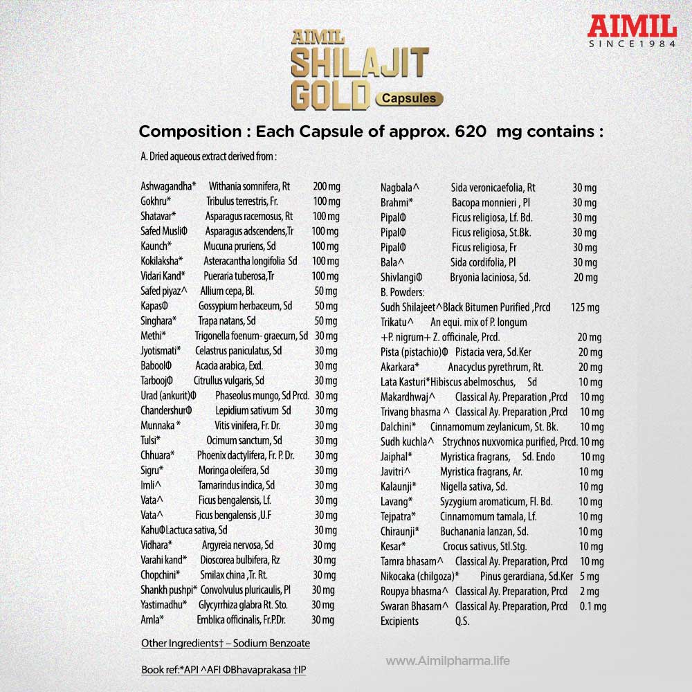 Buy Aimil Aimil Shilajit Gold Capsules – Strength from Nature – AIMIL